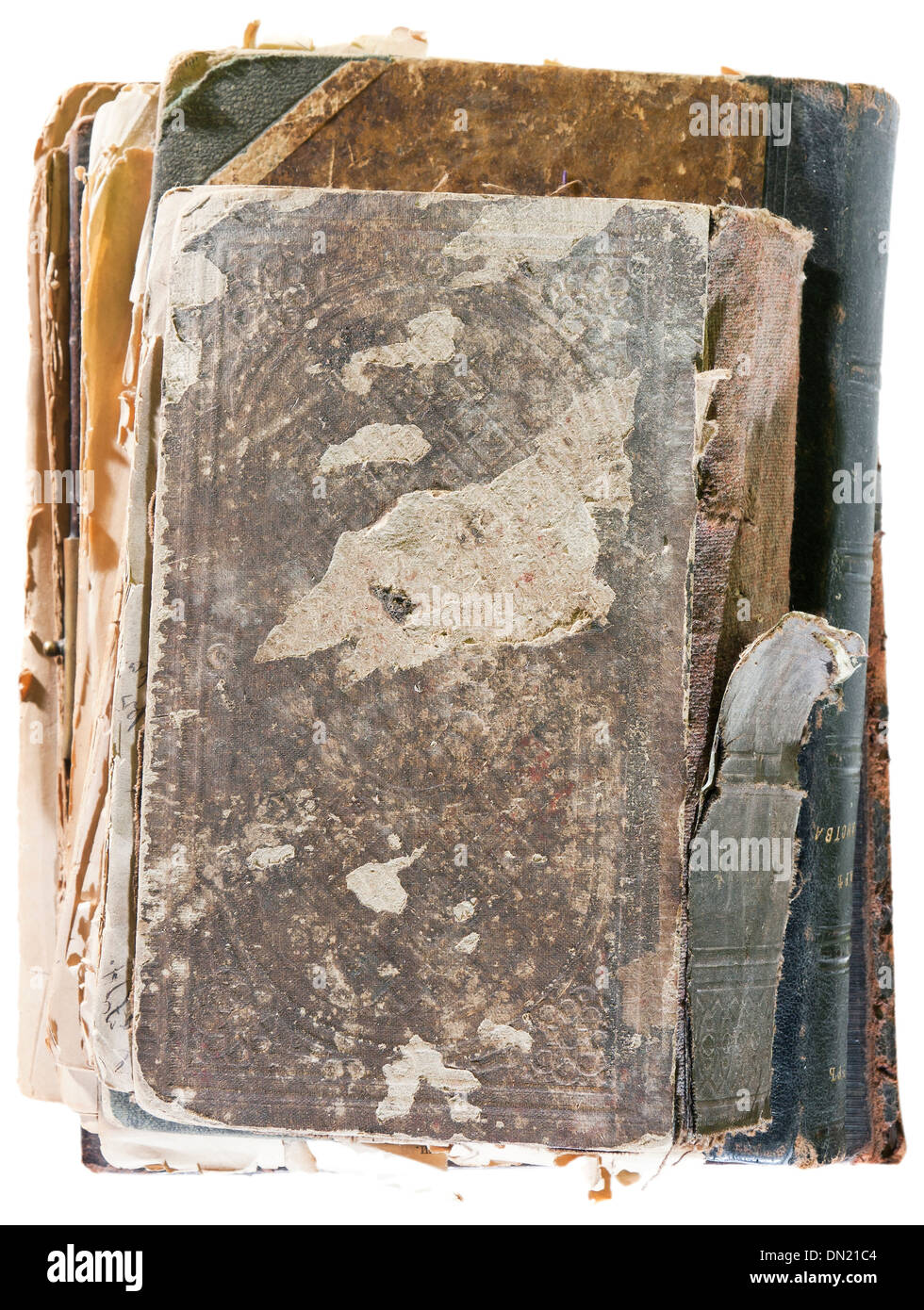Very old ancient books isolated to white background Stock Photo - Alamy