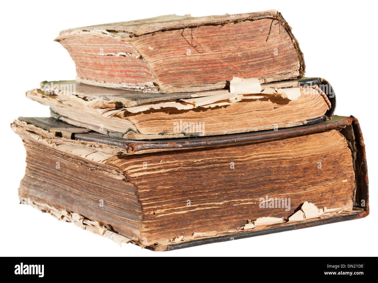 Very old ancient books isolated to white background Stock Photo - Alamy