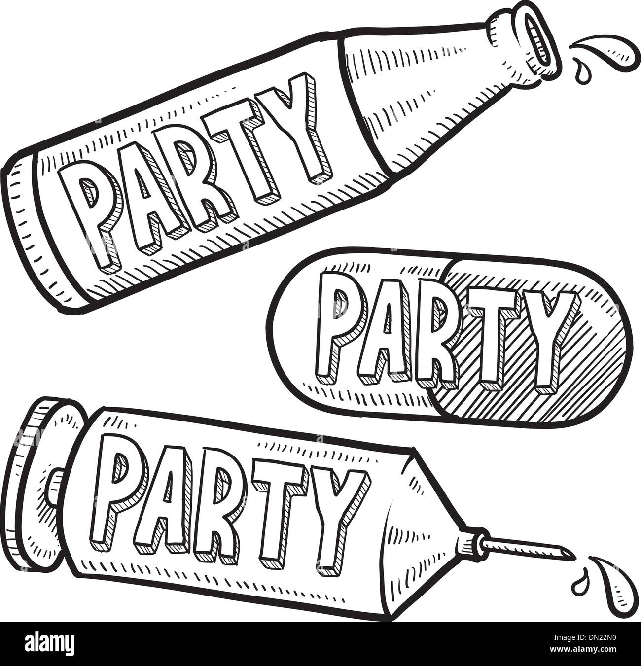 Party drugs and alcohol sketch Stock Vector Image & Art - Alamy