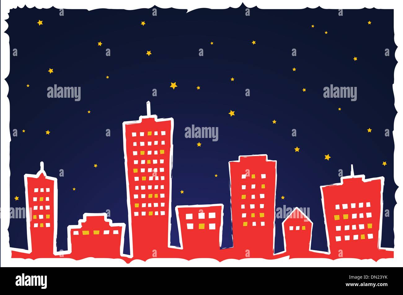 Vector illustration of stylized city at night Stock Vector Image & Art ...