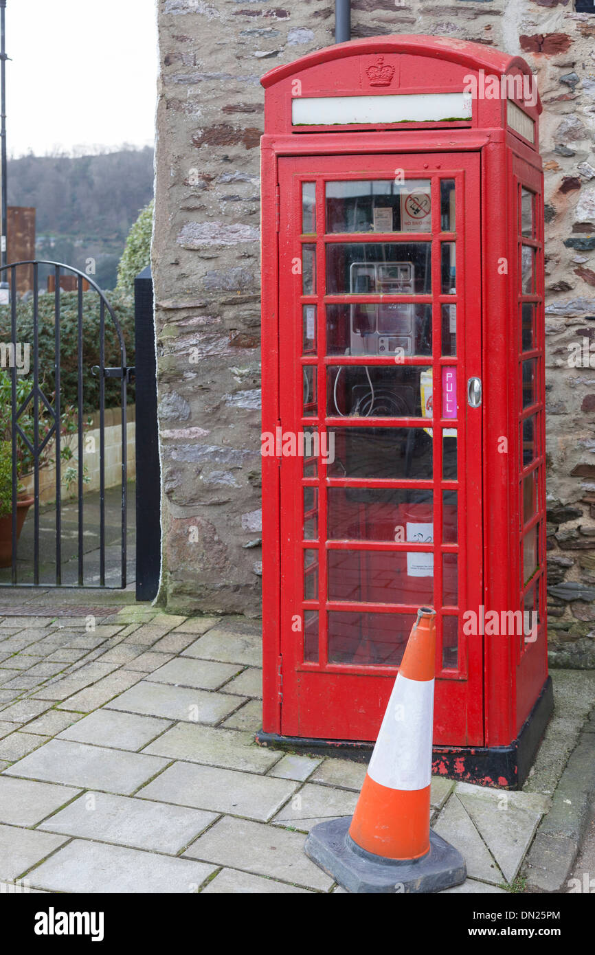 An old red telephone box (designed by Sir Giles Gilbert Scott) and ...