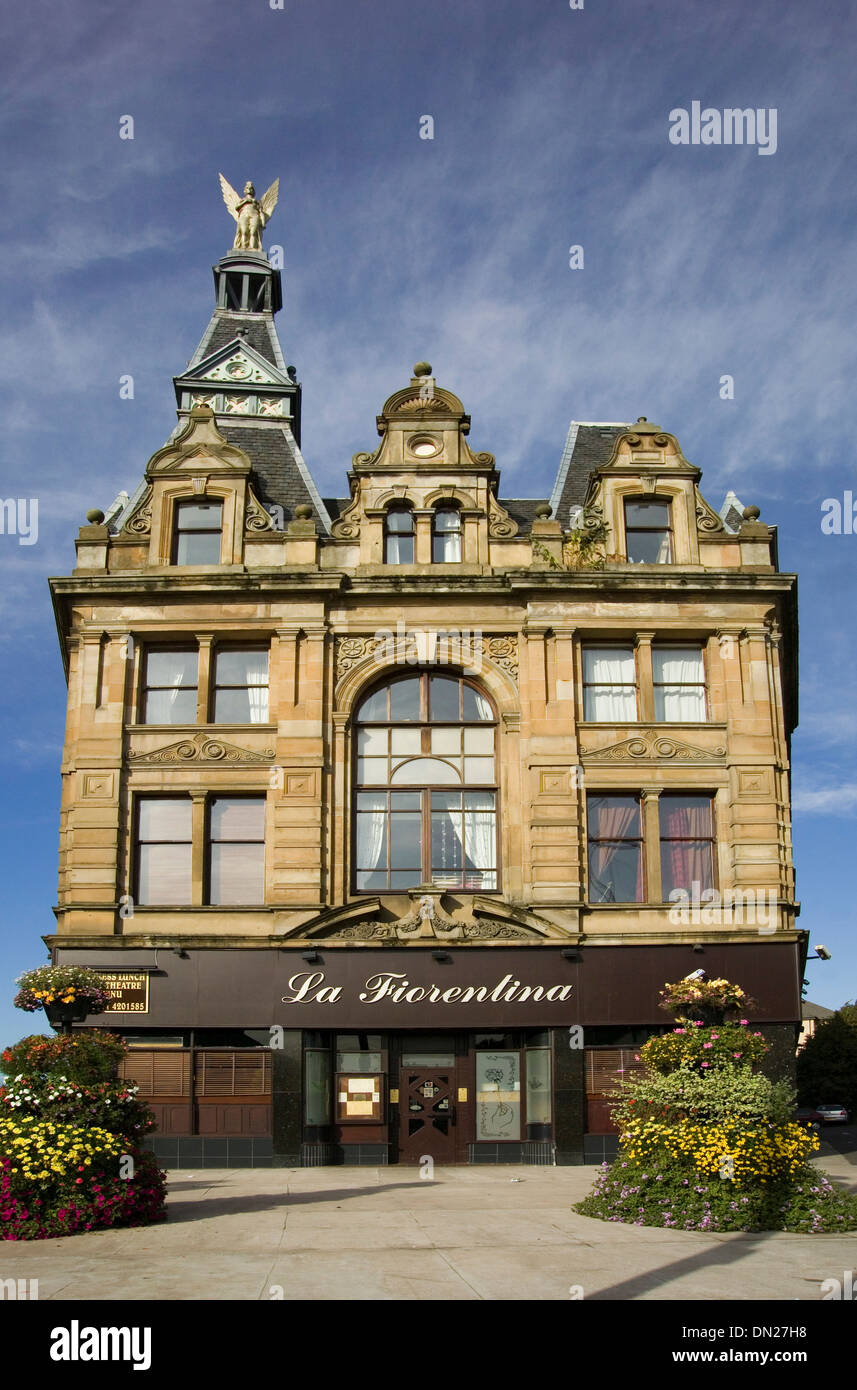 Fiorentina Italian restaurant Glasgow with the Govan angel Stock Photo ...