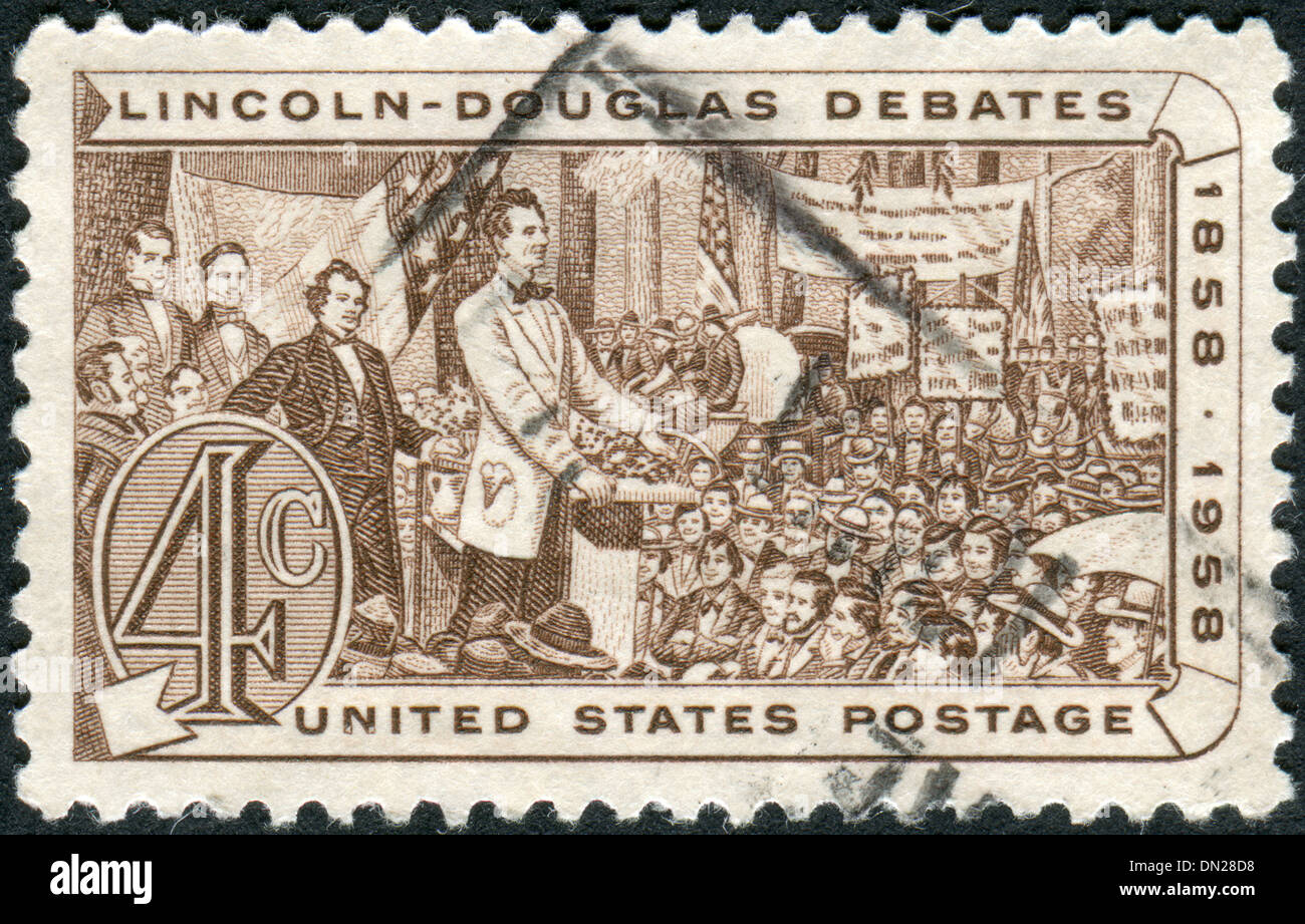 USA - CIRCA 1958: Postage stamp printed in the USA, shows Abraham ...