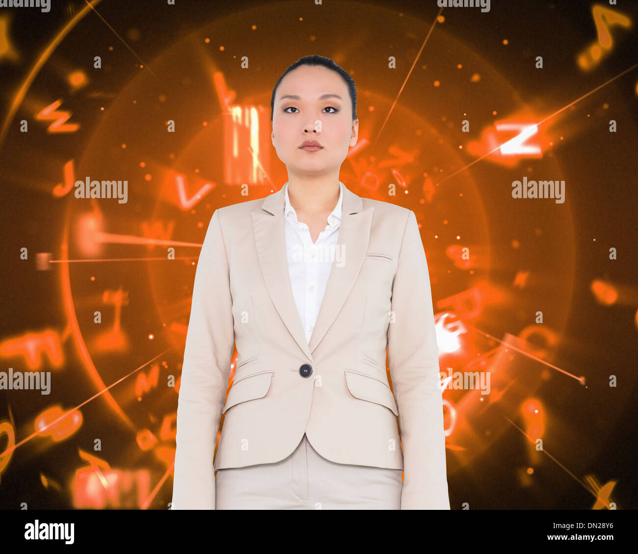 Composite image of unsmiling asian businesswoman Stock Photo - Alamy