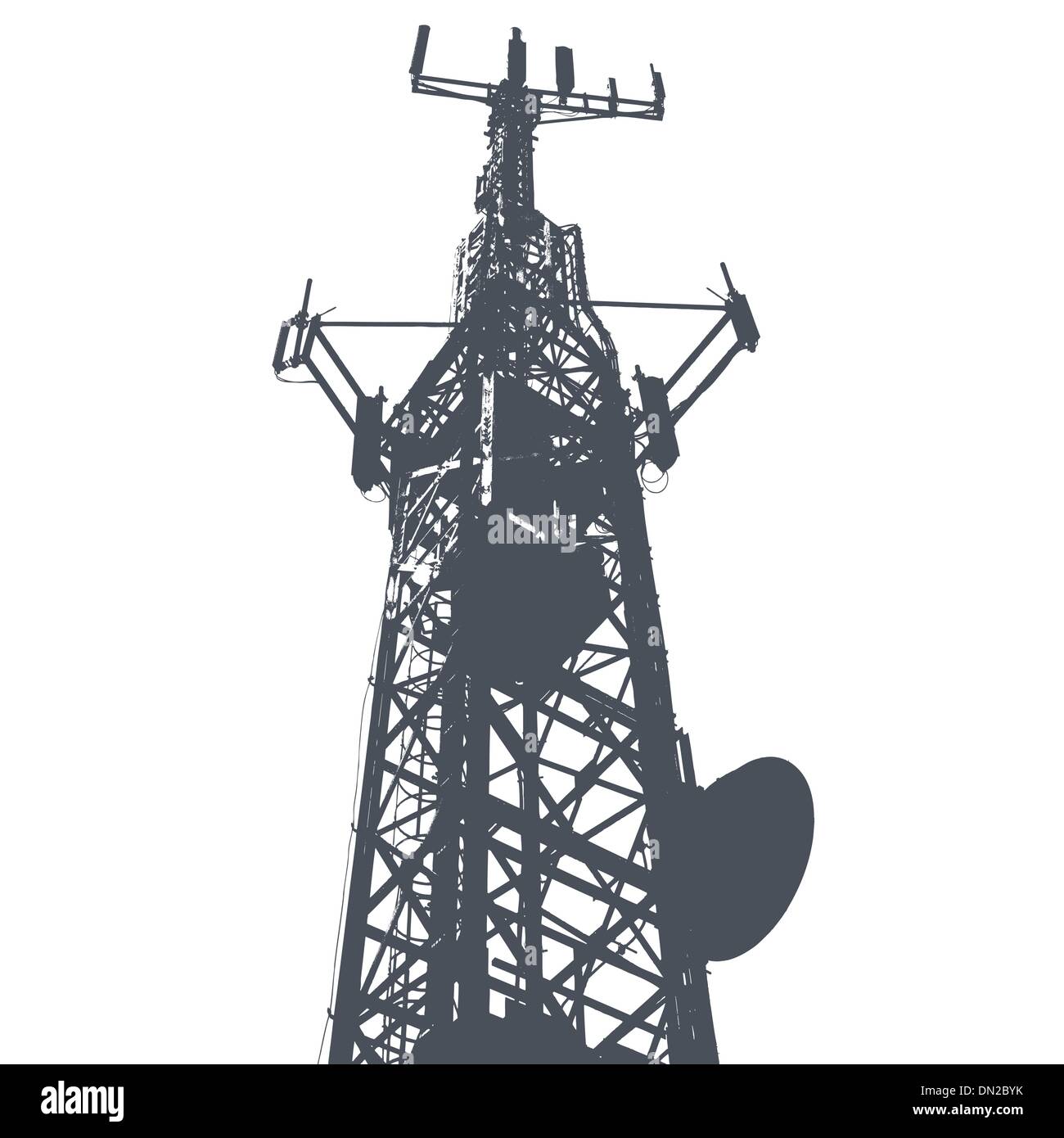 Vector illustration of single isolated antenna grunge background Stock ...