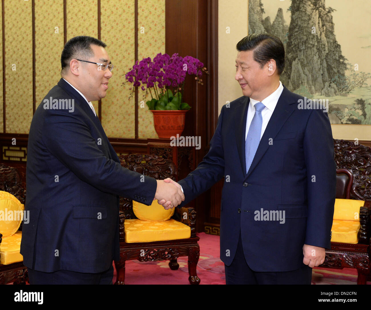 Beijing, China. 18th Dec, 2013. Chinese President Xi Jinping (R) meets ...