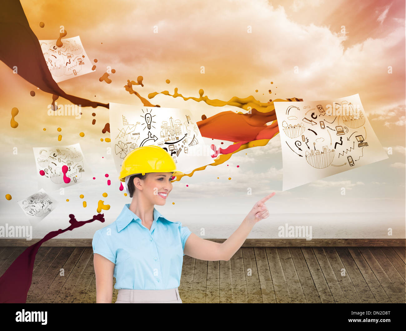Beautiful female architect pointing hi-res stock photography and images ...