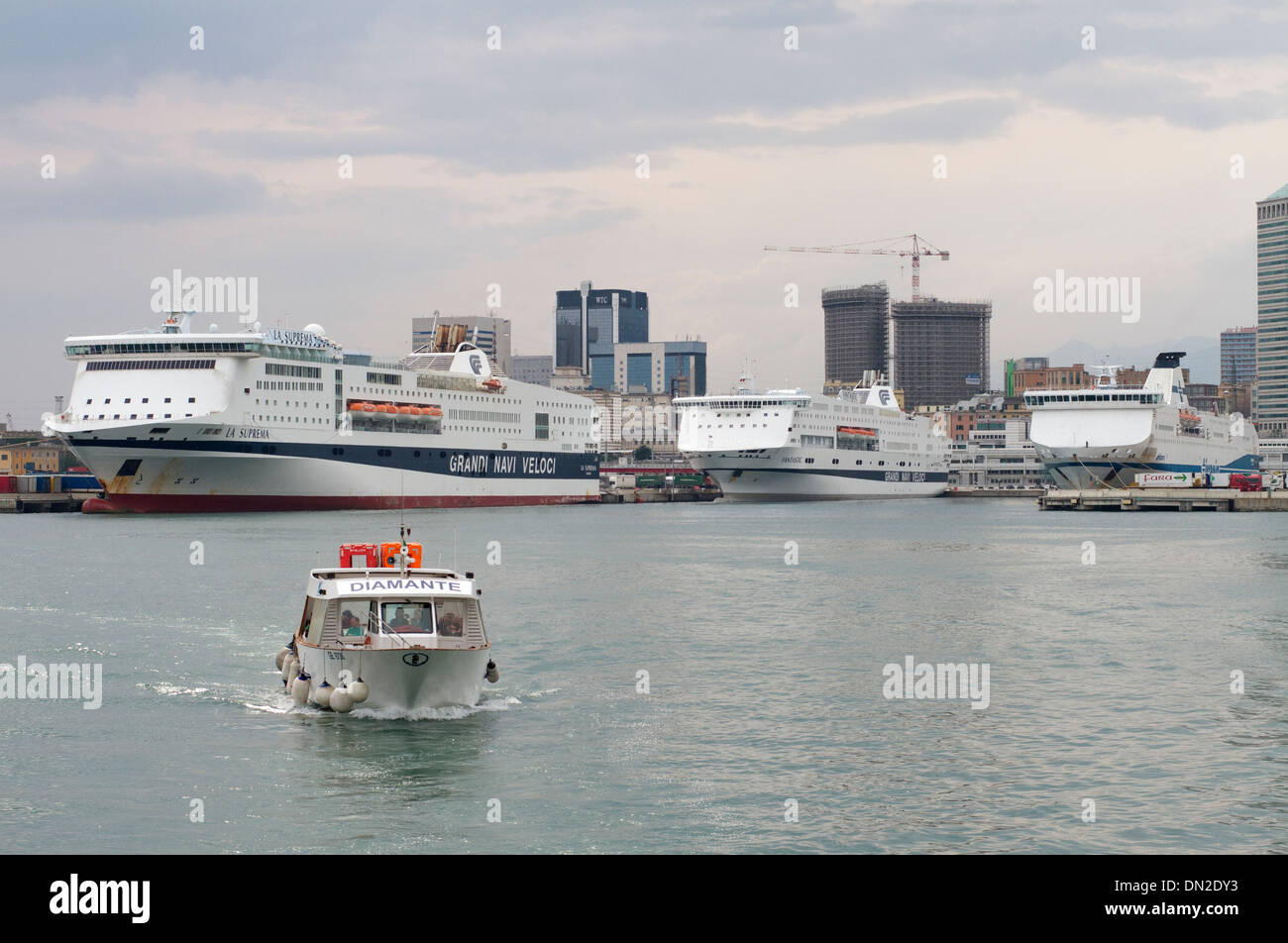 Ferries lines up at Genoa Stock Photo - Alamy