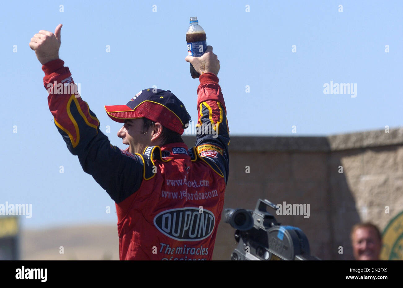 Jun 25, 2006; Sonoma, CA, USA; JEFF GORDON celebrates his victory ...