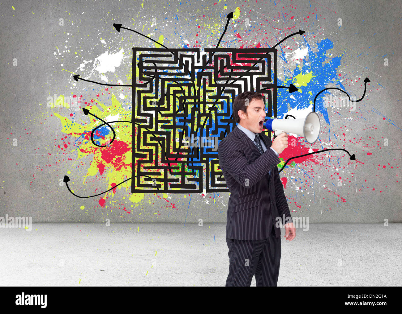 Angry Young Man Standing Wall Shouting High Resolution Stock ...