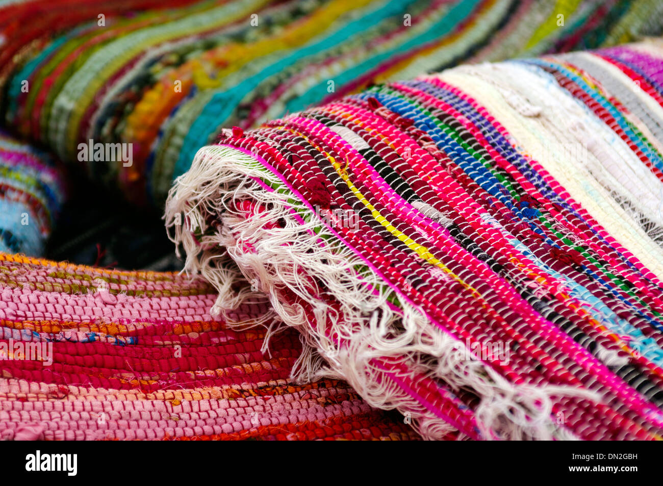 Brightly coloured blankets Stock Photo - Alamy