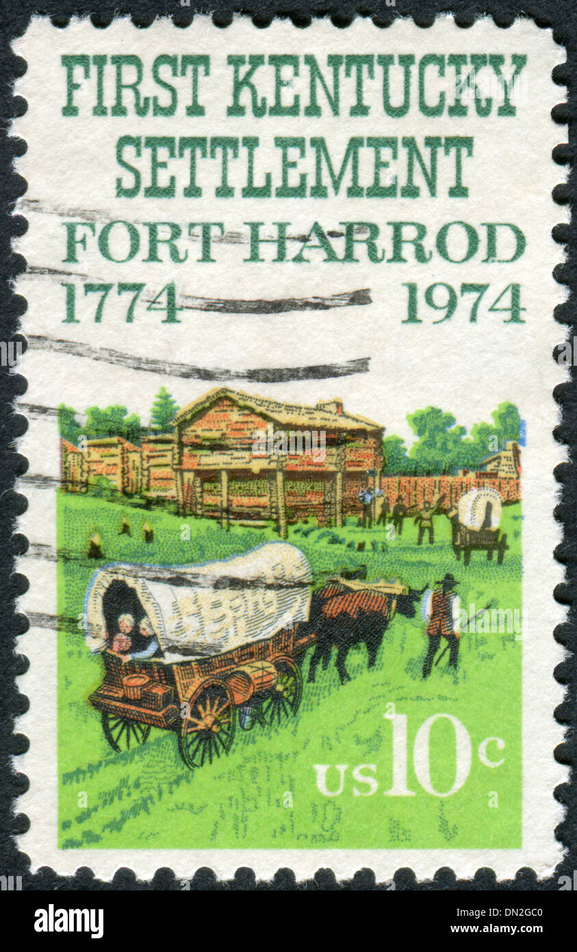 USA - CIRCA 1974: Postage stamp printed in the USA, Kentucky Settlement ...