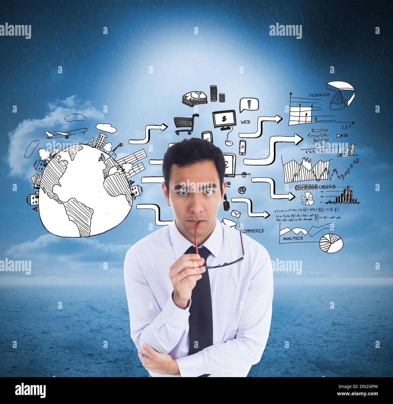 Composite image of unsmiling businessman holding glasses Stock Photo ...