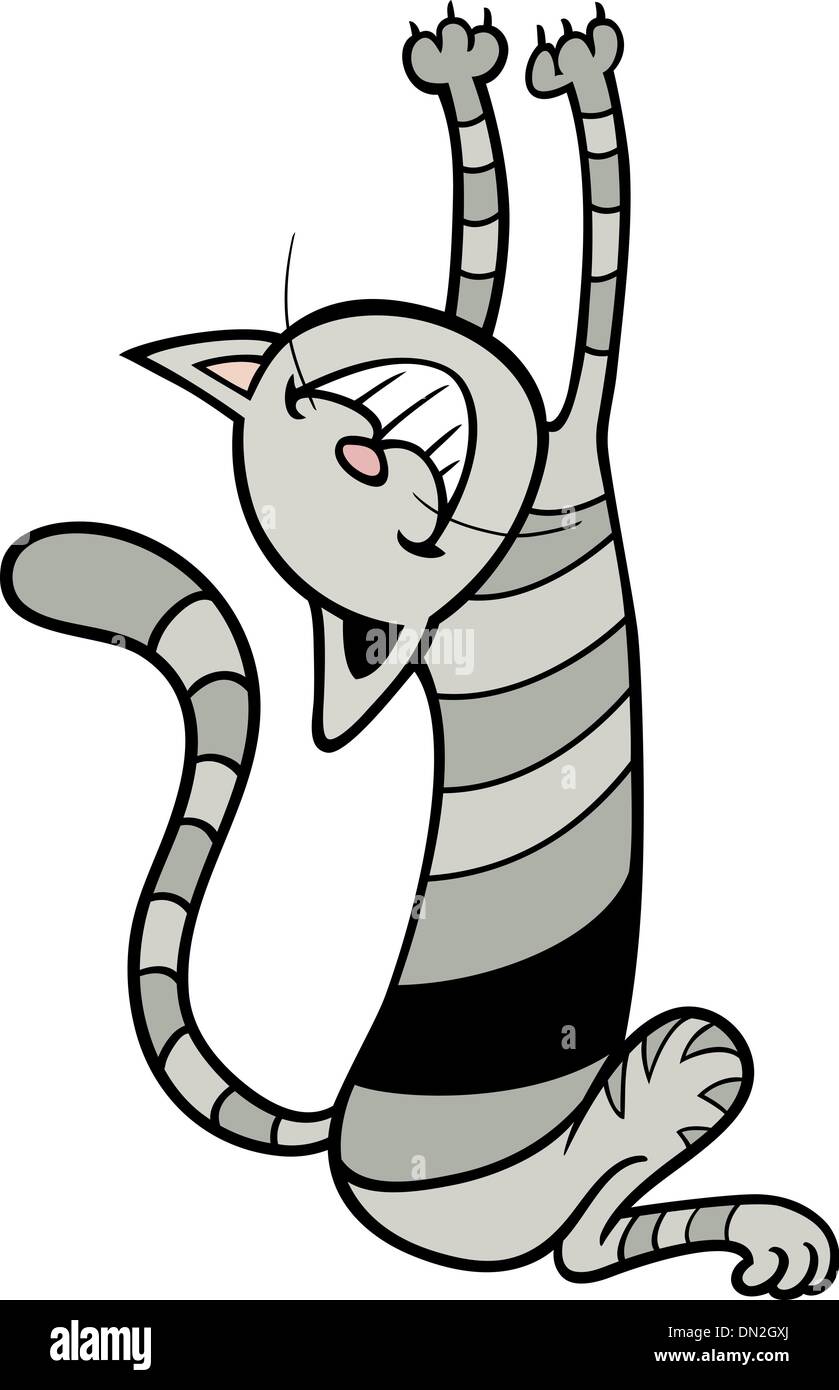 stratching cat cartoon illustration Stock Vector Image & Art - Alamy