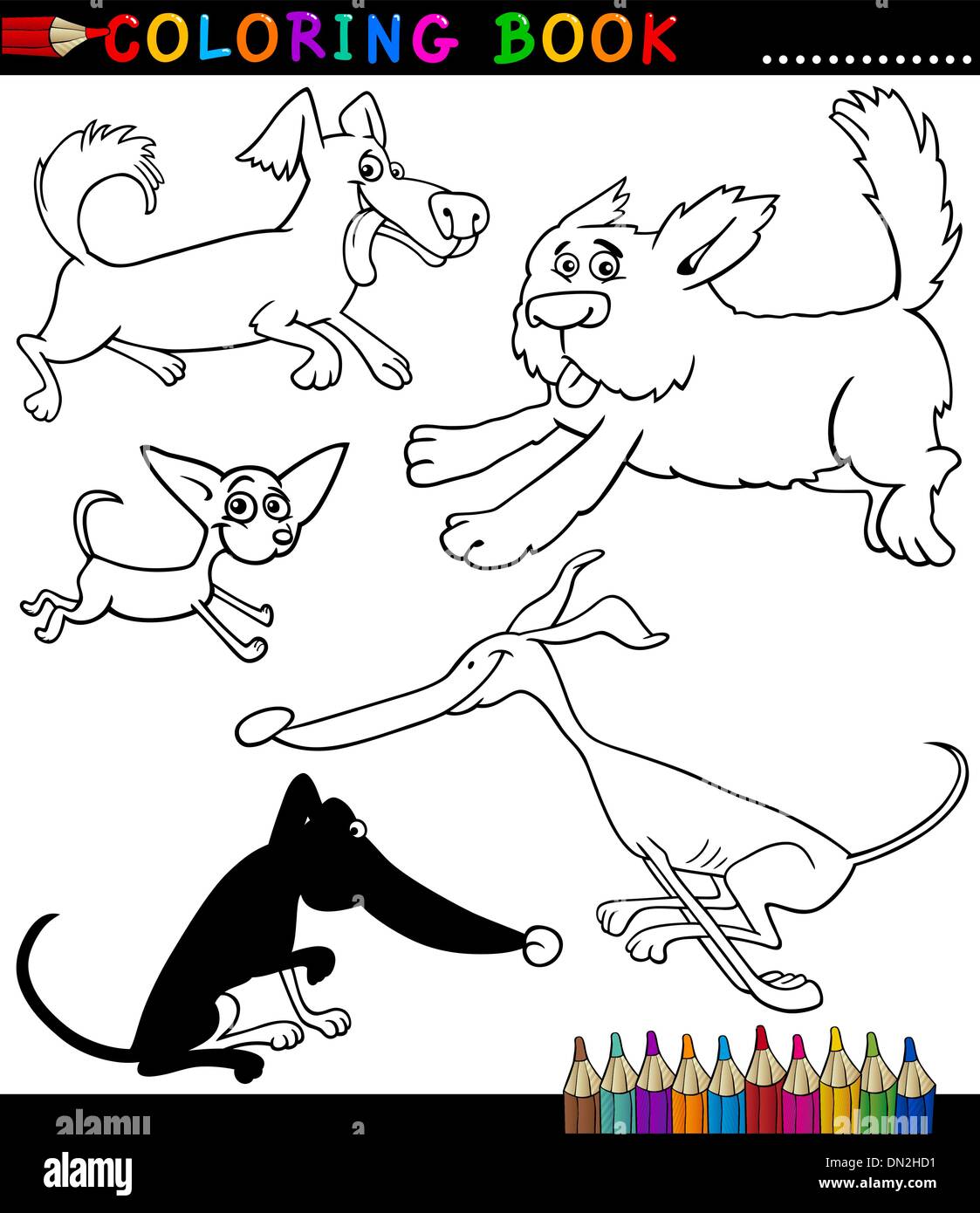 Cartoon Dogs or Puppies for Coloring Book Stock Vector Image & Art - Alamy