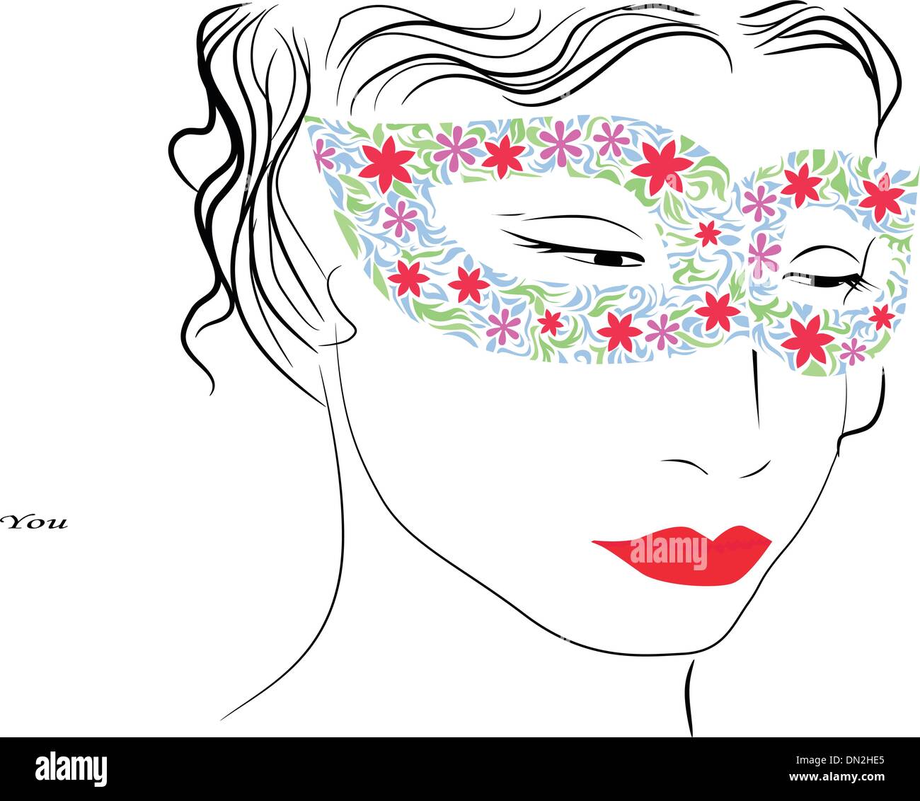 Woman in red floral Stock Vector Images - Alamy