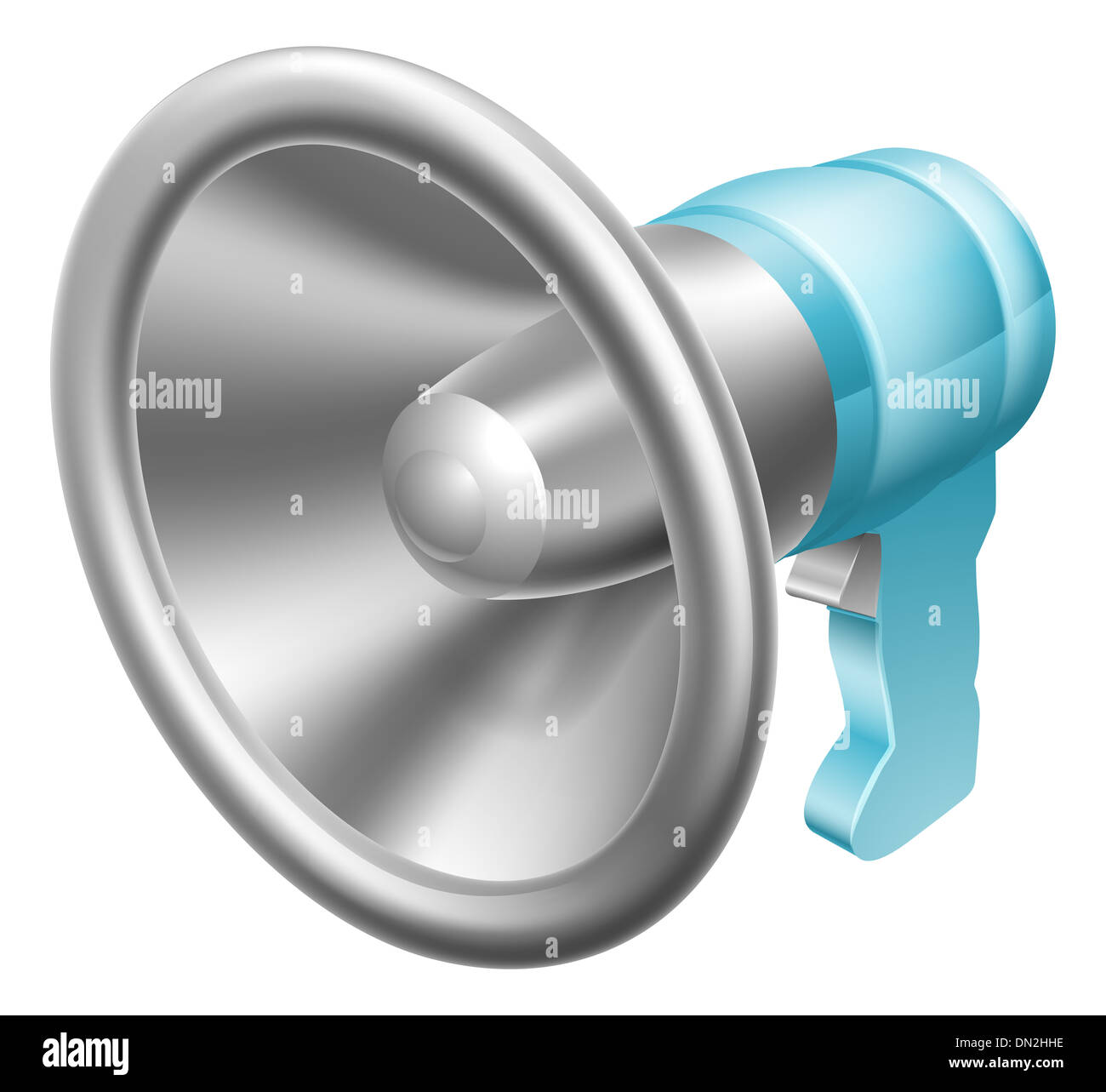 An illustration of a blue and silver megaphone or bullhorn icon Stock ...