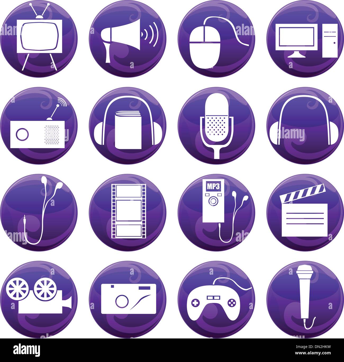 media icons on buttons Stock Vector Image & Art - Alamy