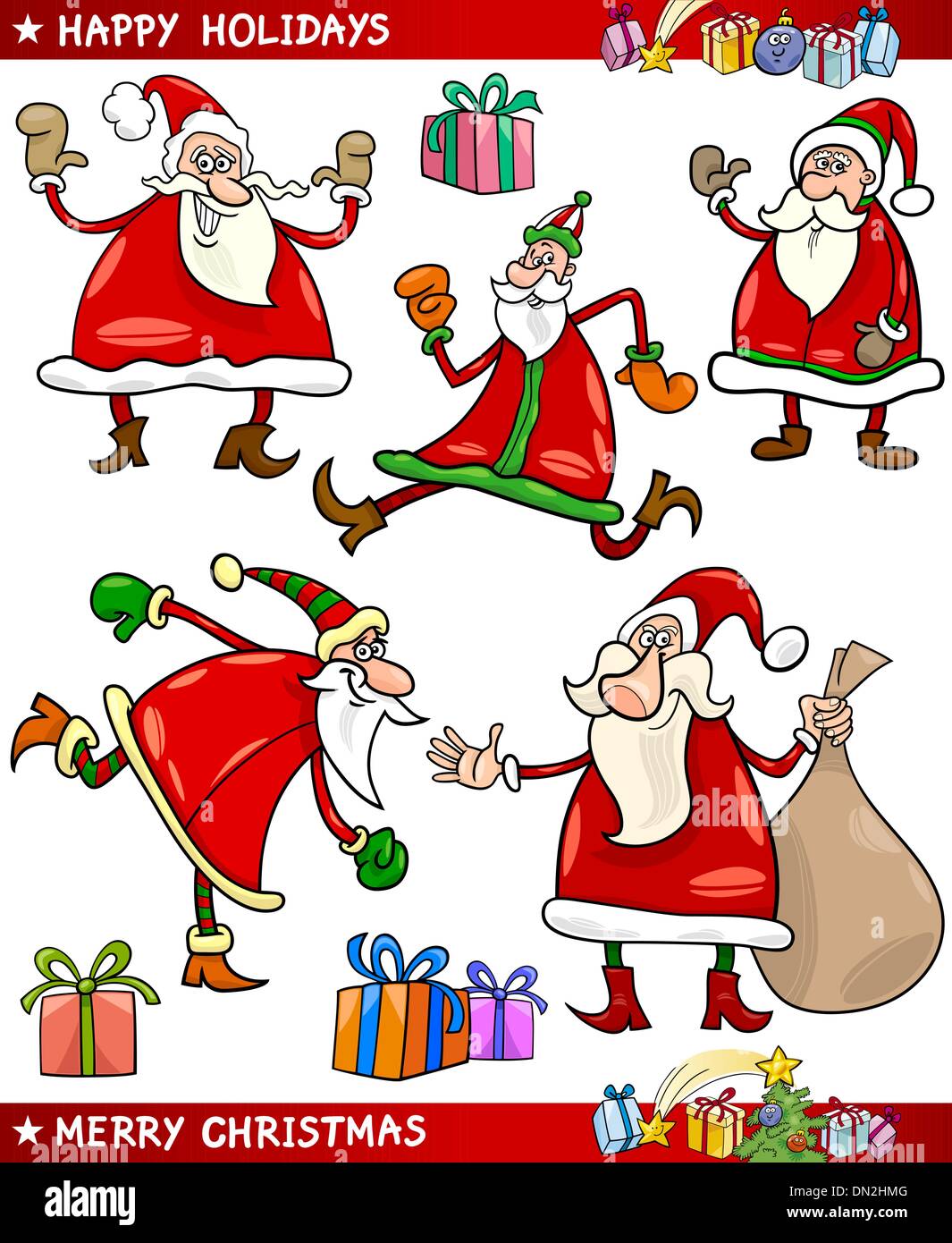 Santa and Christmas Themes Cartoon Set Stock Vector Image & Art - Alamy