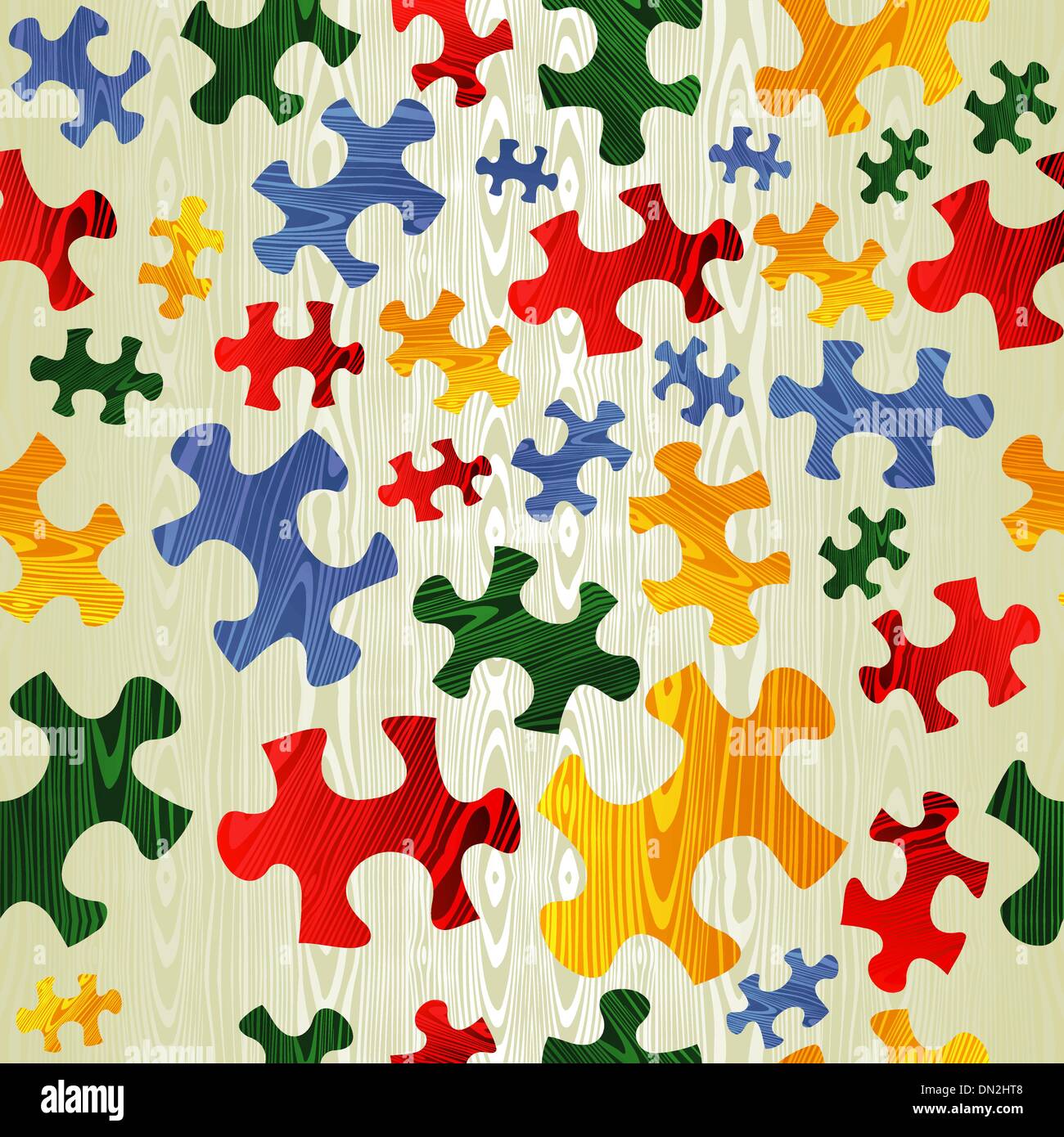 Colorful puzzle seamless pattern in wood texture Stock Vector Image ...