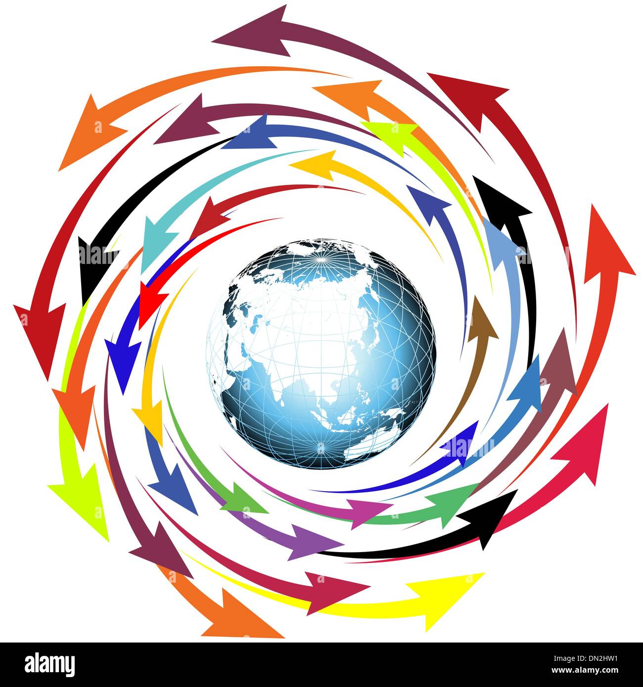 Globe and arrows Stock Vector Image & Art - Alamy