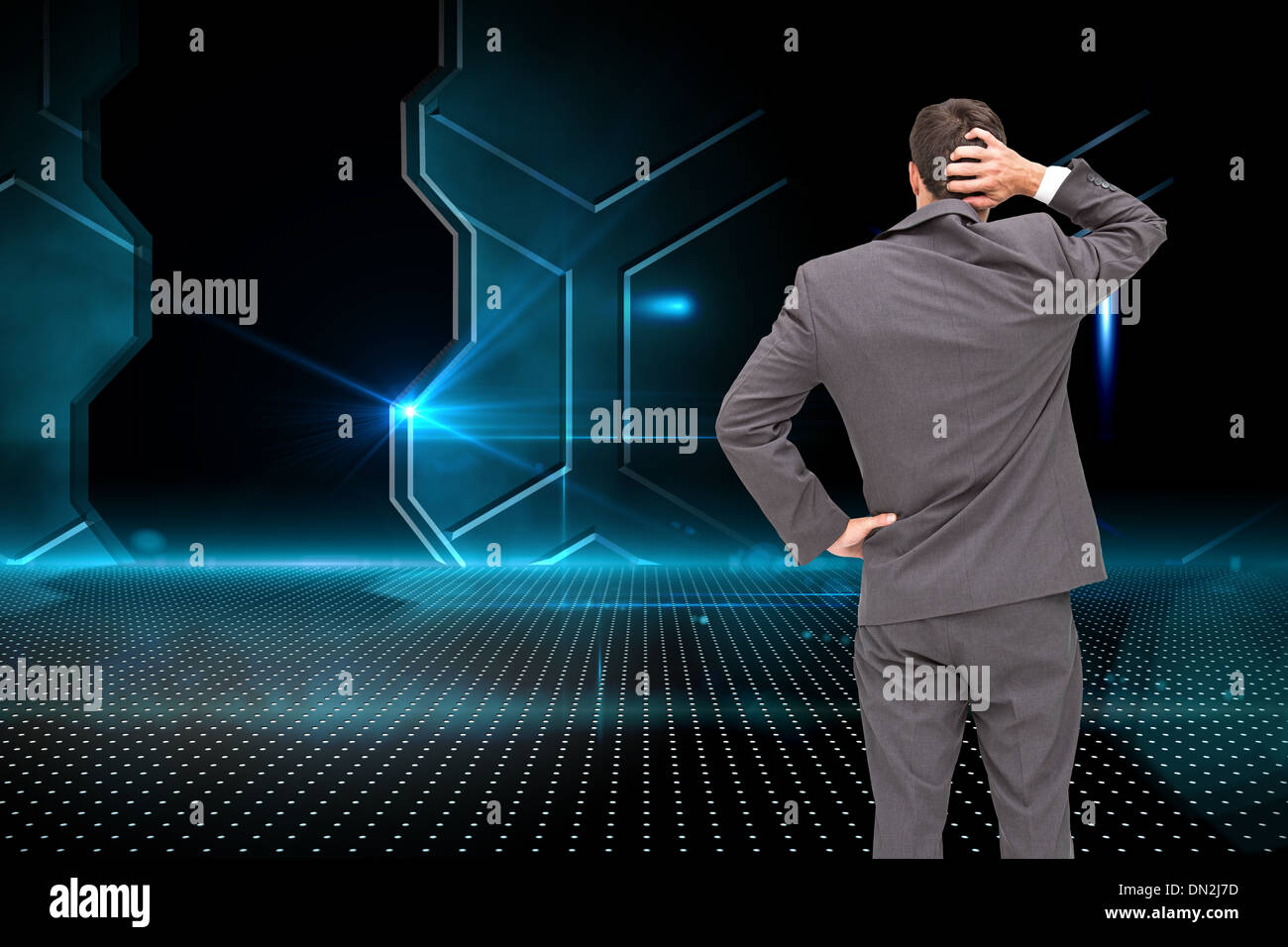 Man scratching back head watching hi-res stock photography and images ...