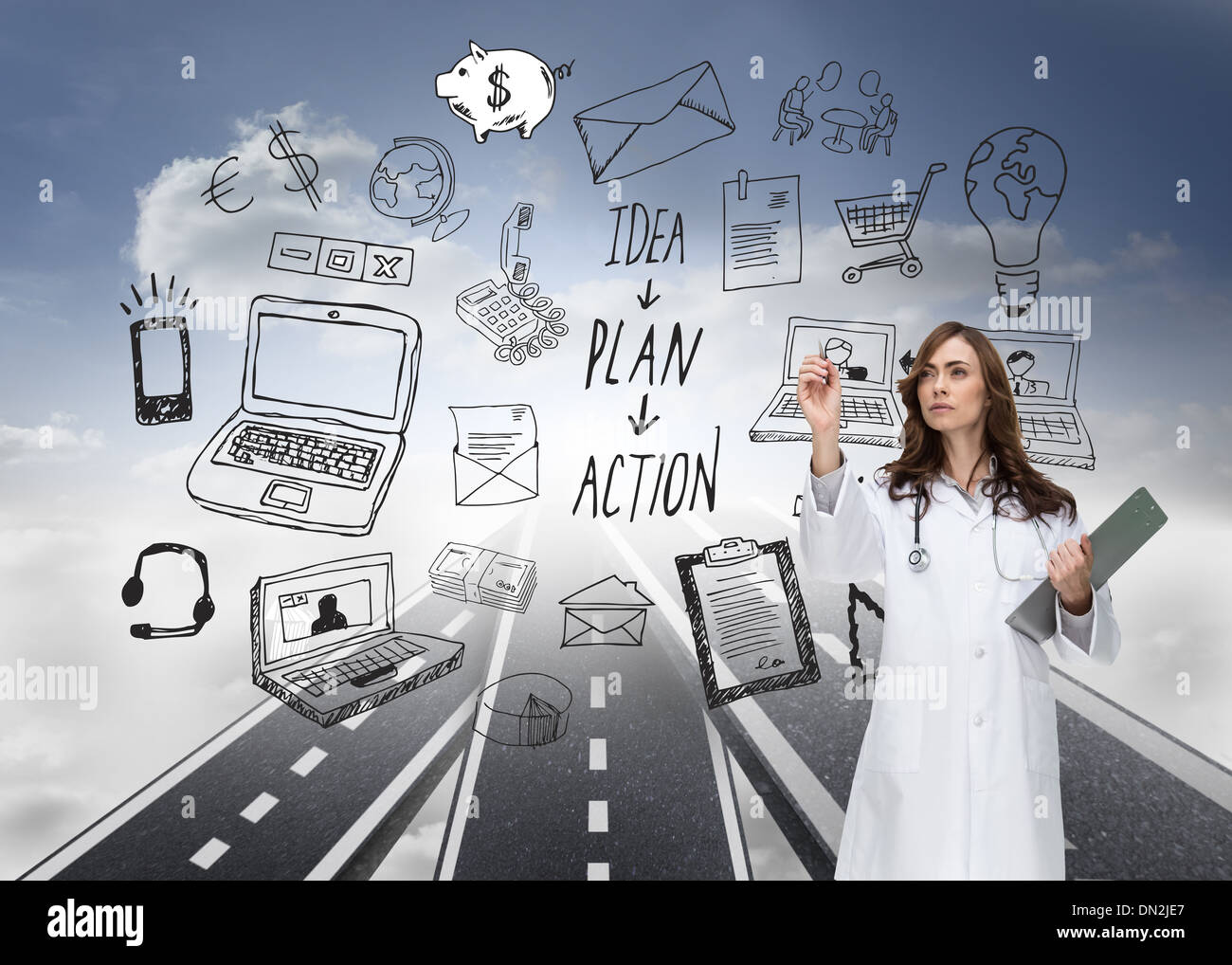 Composite image of stern doctor pointing Stock Photo - Alamy