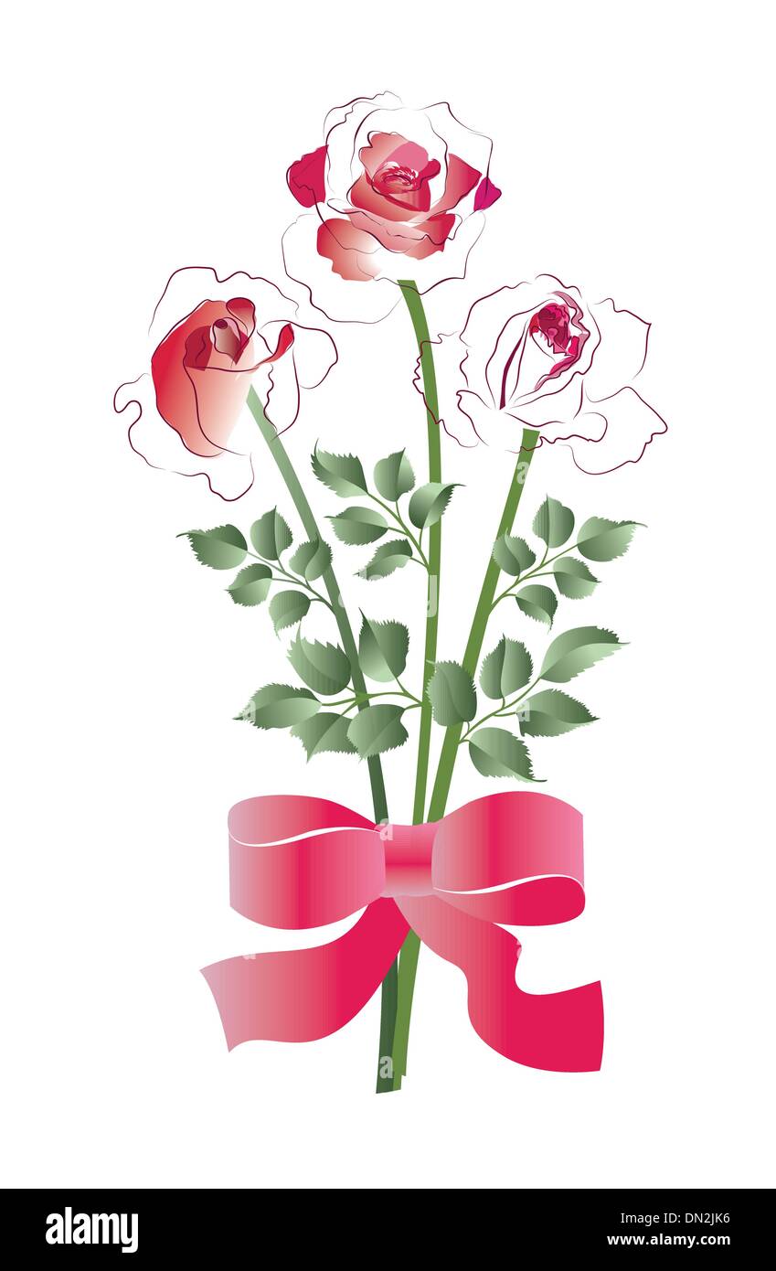 bouquet of three roses Stock Vector Image & Art - Alamy