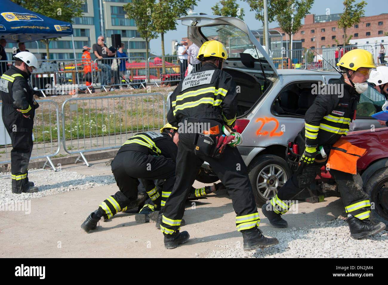 Dorset Fire & Rescue Extrication Team RTA RTC SIMULATION Stock Photo ...