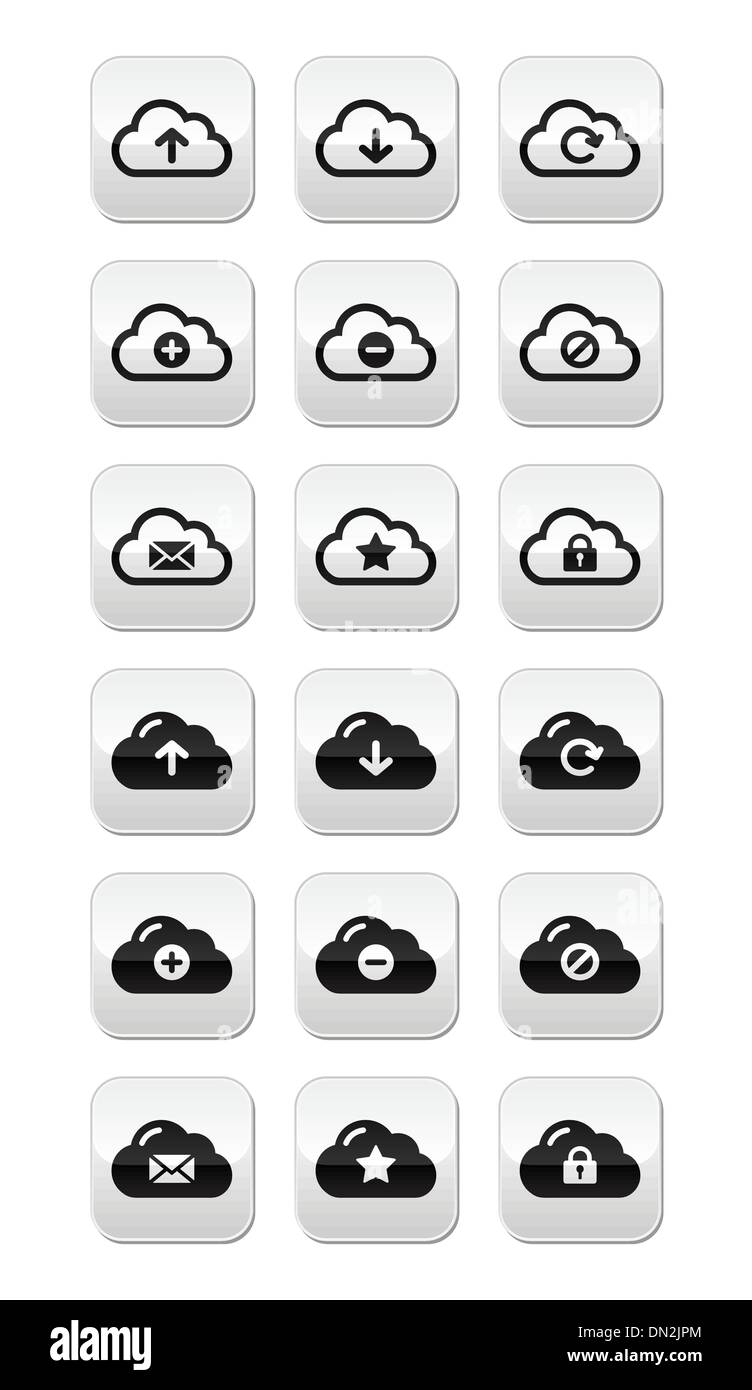 Cloud vector buttons set for web Stock Vector Image & Art - Alamy