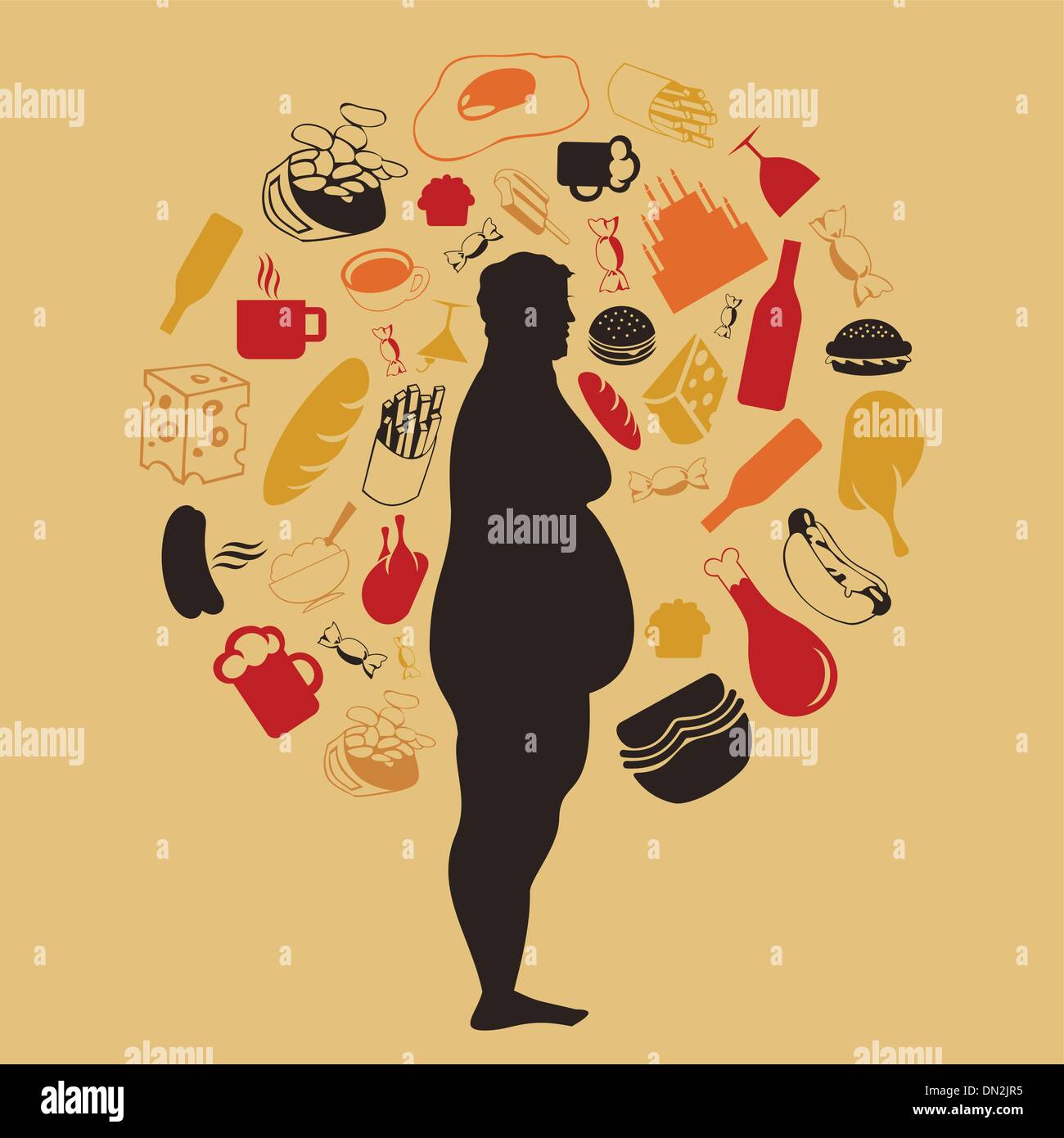 Fat man with pie Stock Vector Images - Alamy