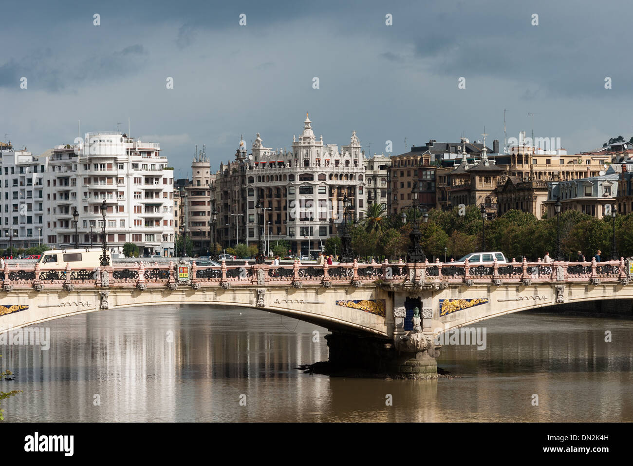 María Cristina bridge crossing the Urumea river in Donosti, San ...