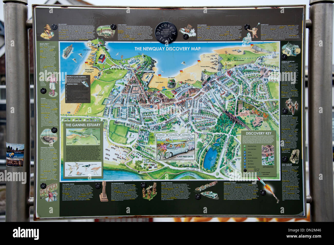 Tourist Information Map Newquay Cornwall Stock Photo - Alamy
