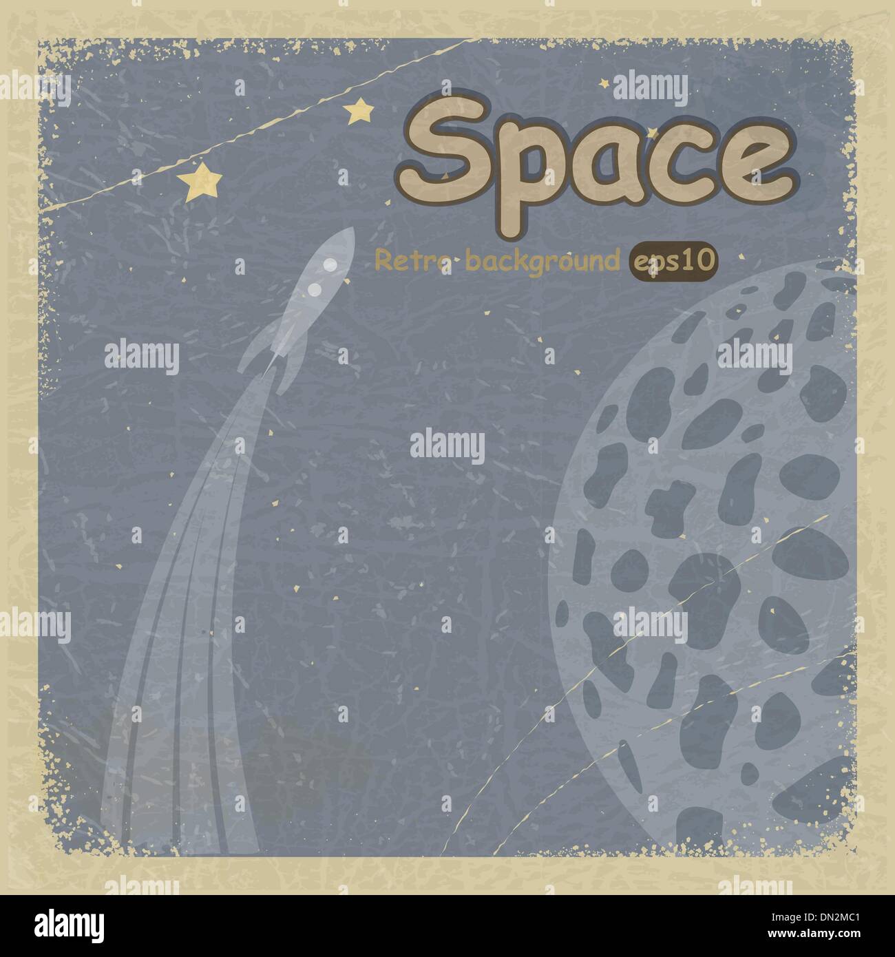 Vintage postcard with retro space background. eps10 Stock Vector Image ...