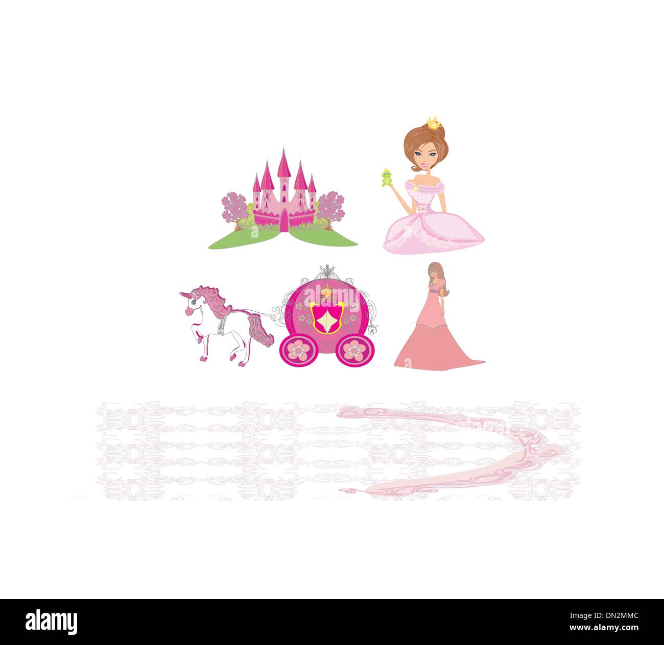 Hand drawn set of princess icons Stock Vector Image & Art - Alamy