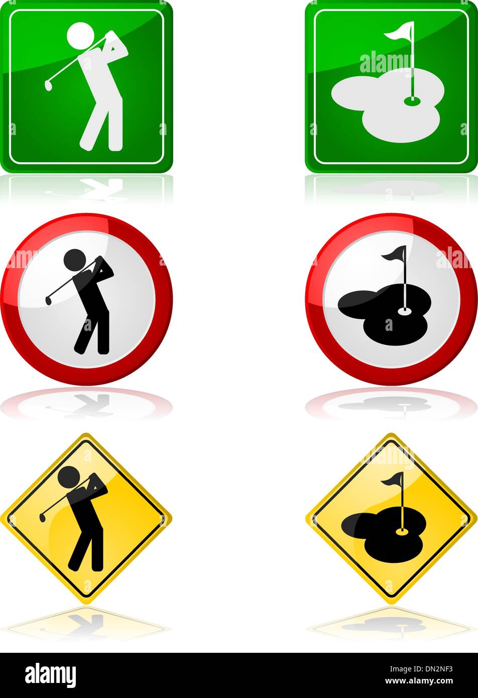 Golf course warning sign Stock Vector Images - Alamy