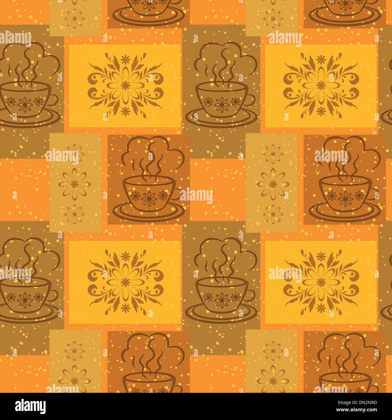 Seamless background, cups and floral pattern Stock Vector Image & Art ...