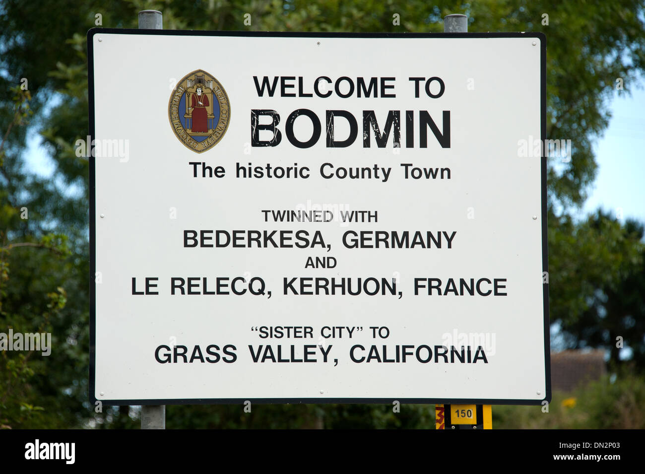 Welcome To Bodmin Town Sign Cornwall Stock Photo - Alamy