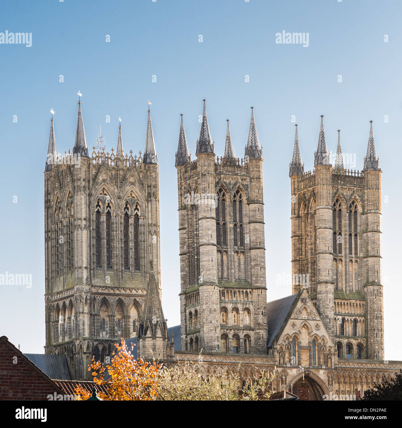 Triple towers at Lincoln cathedral, England Stock Photo - Alamy