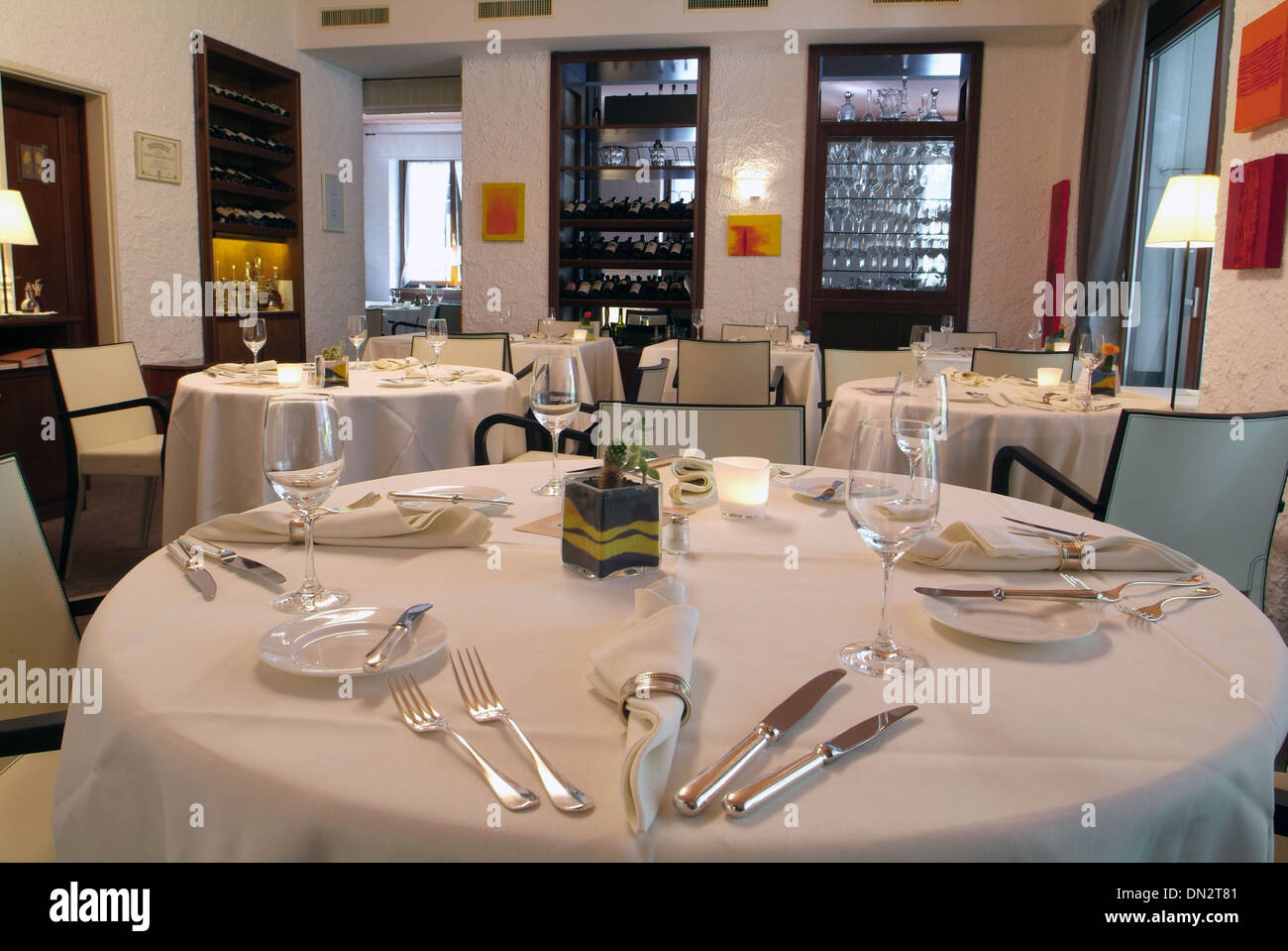 Tables of a restaurant Stock Photo - Alamy