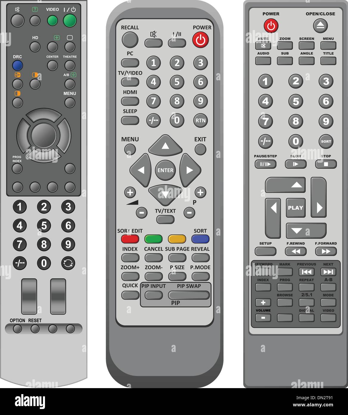 Tv remote control with red button Stock Vector Images - Alamy