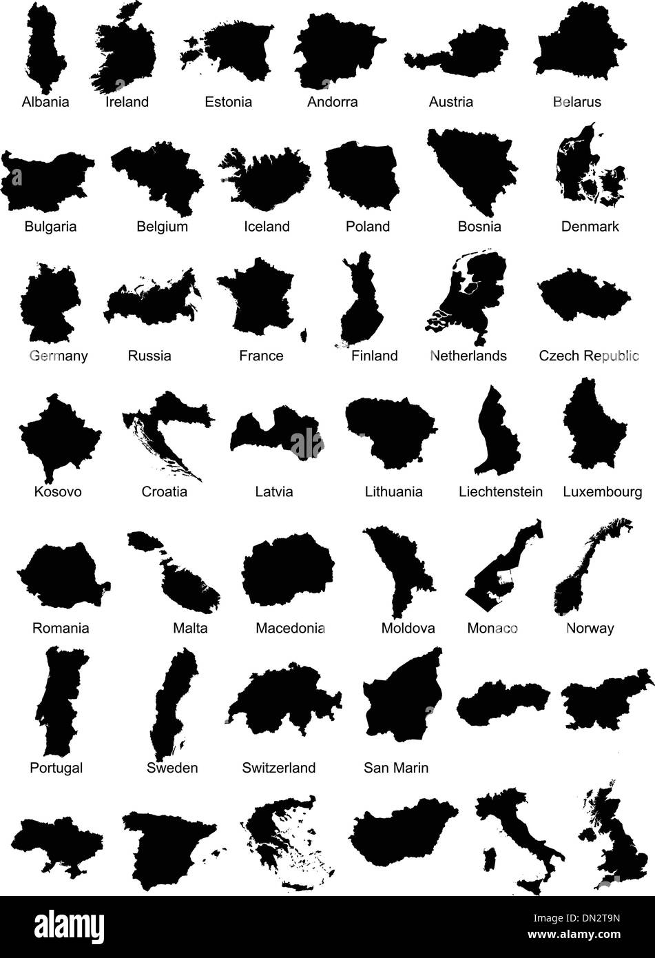 Europe map countries Black and White Stock Photos & Images - Alamy