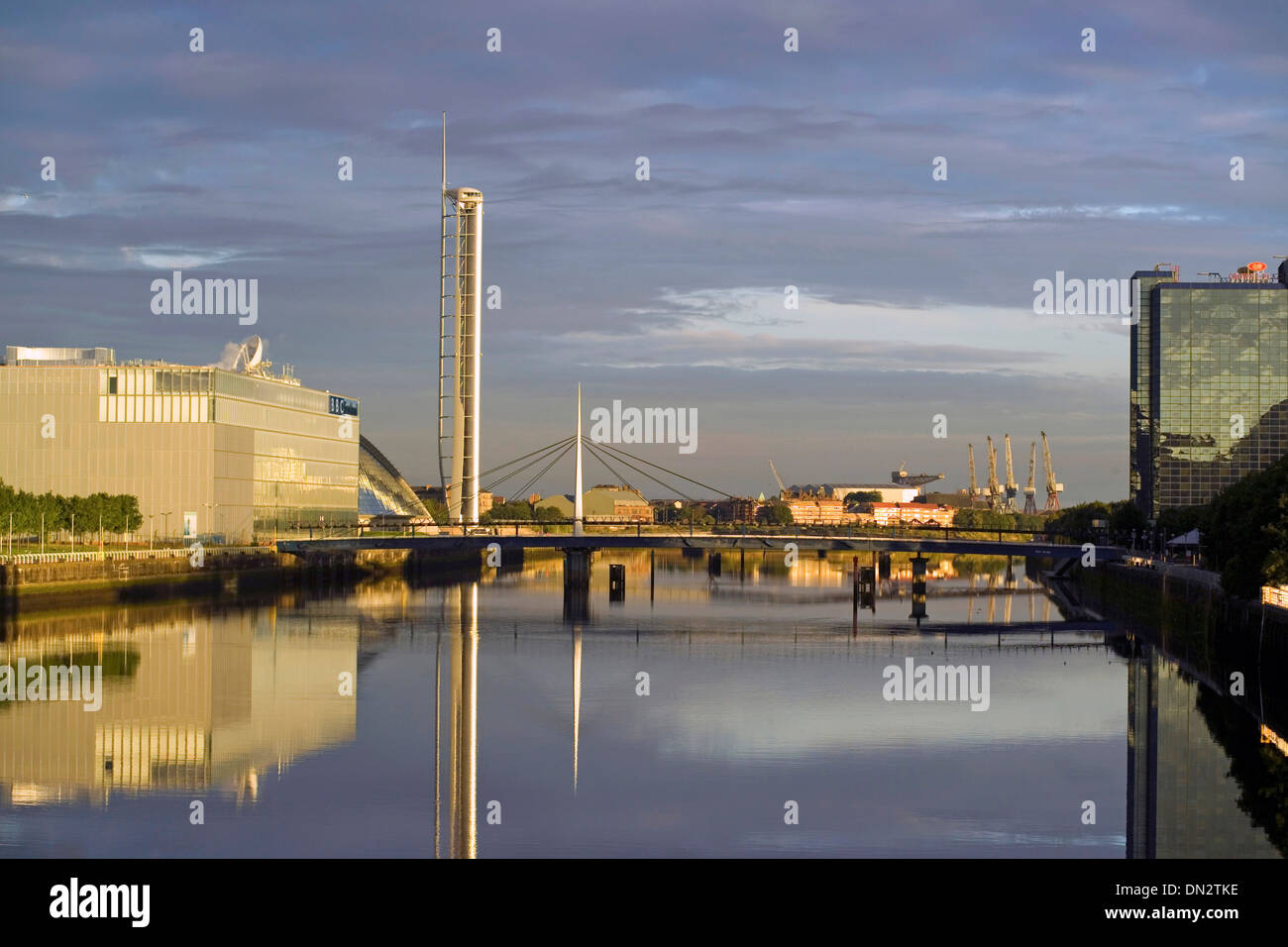 glasgow tower and pacific quay with bbc and river clyde architecture ...