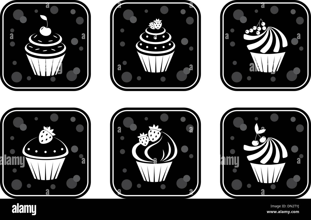 Cupcakes set icons Stock Vector Image & Art - Alamy