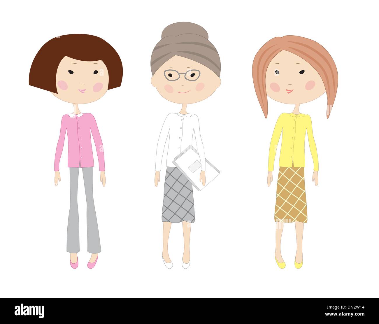 Vector illustration three cartoon women hi-res stock photography and ...