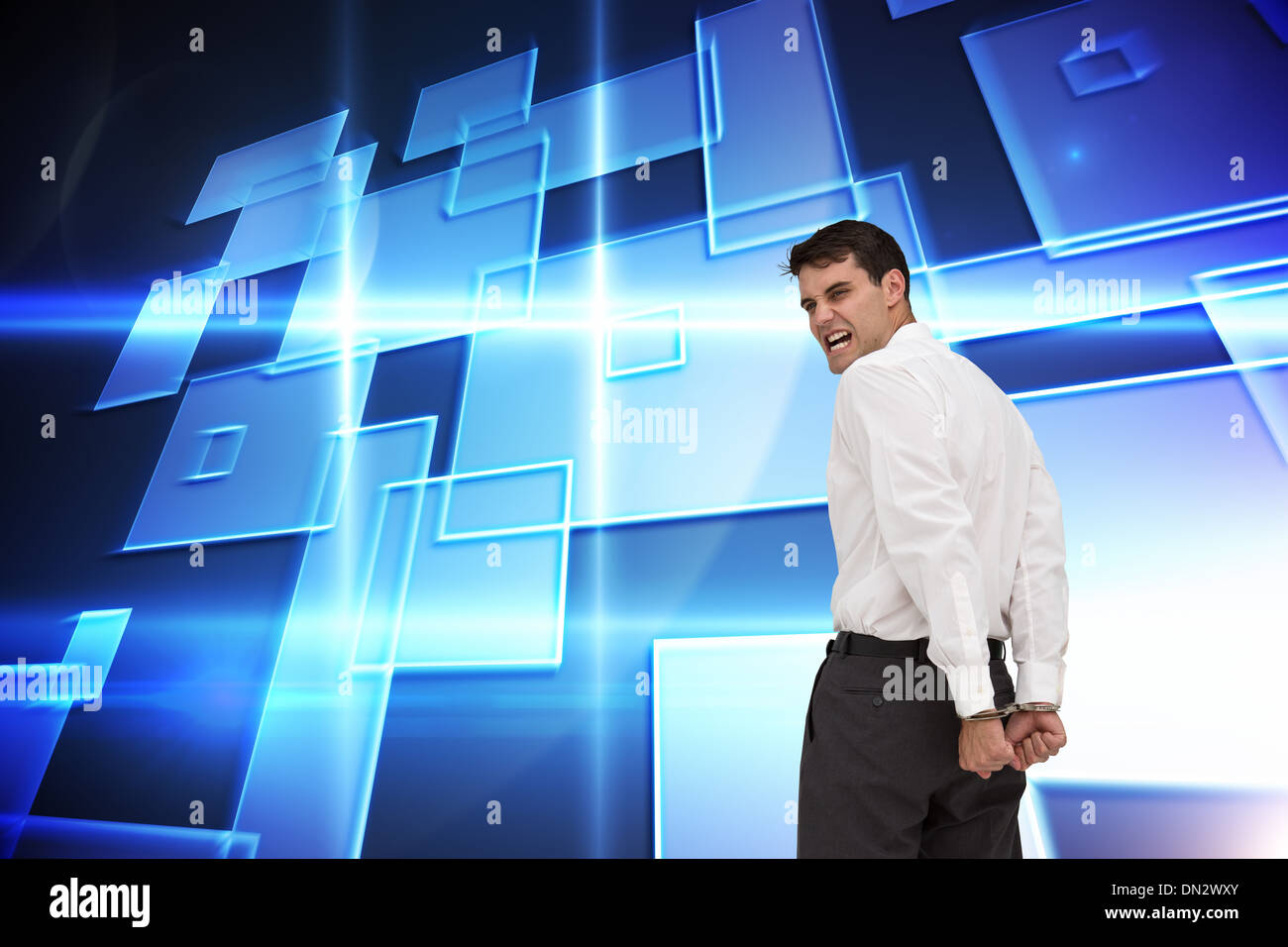 Angry man behind screen hi-res stock photography and images - Alamy