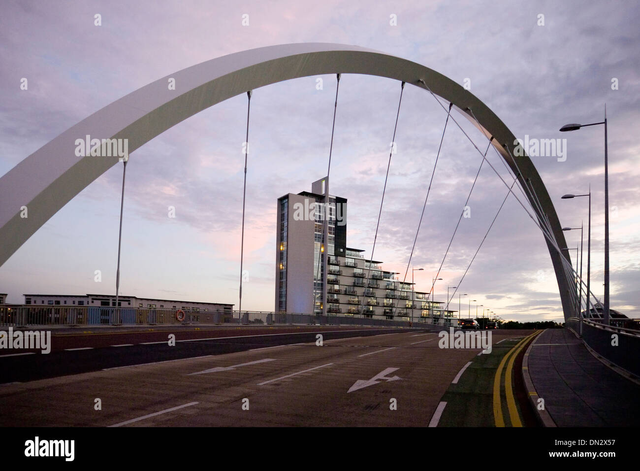 Clyde Arc at Finnieston Pacific Quay AKA the squinty bridge Stock Photo ...