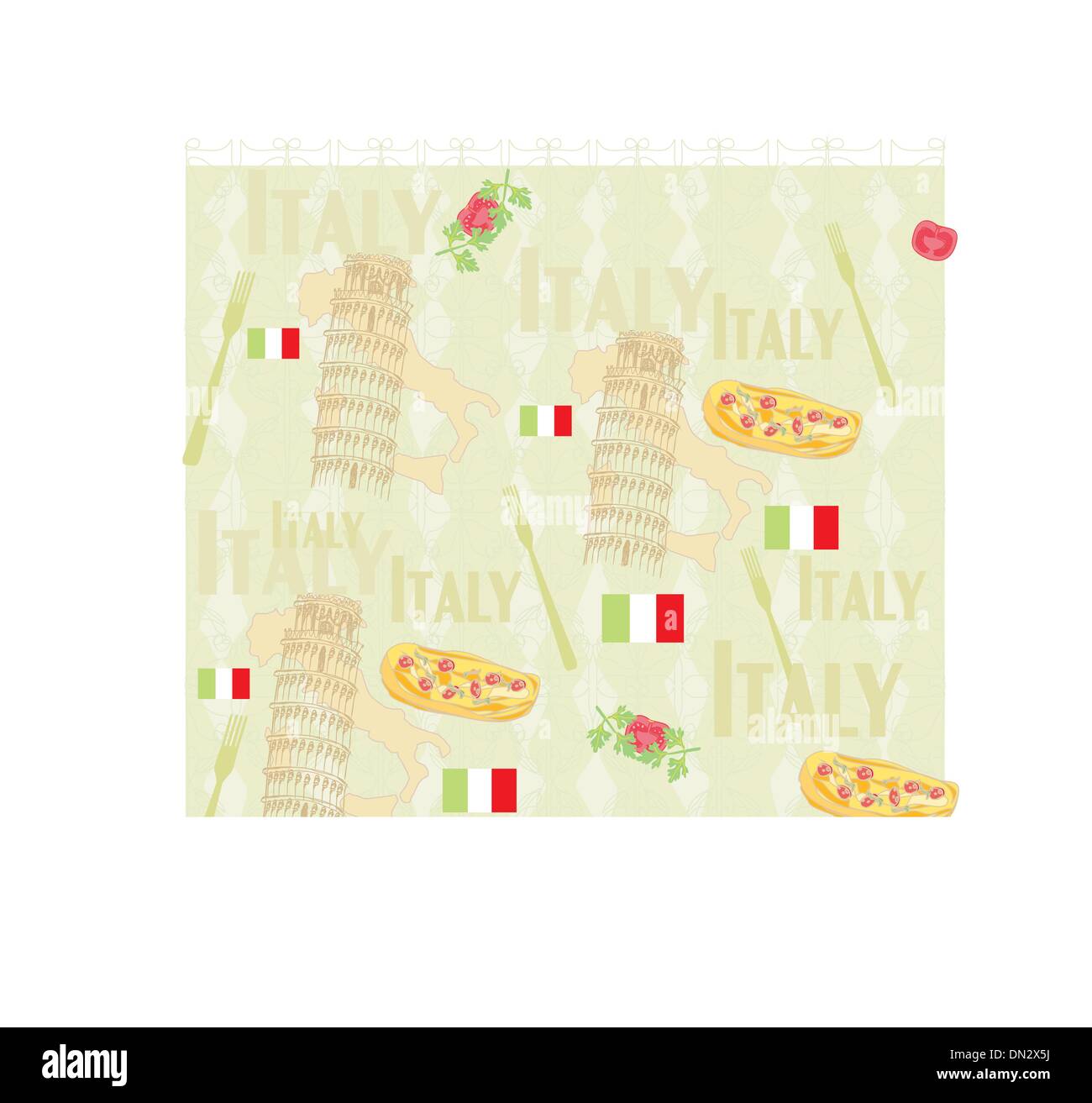 Italy travel seamless pattern with national italian food, sights Stock ...