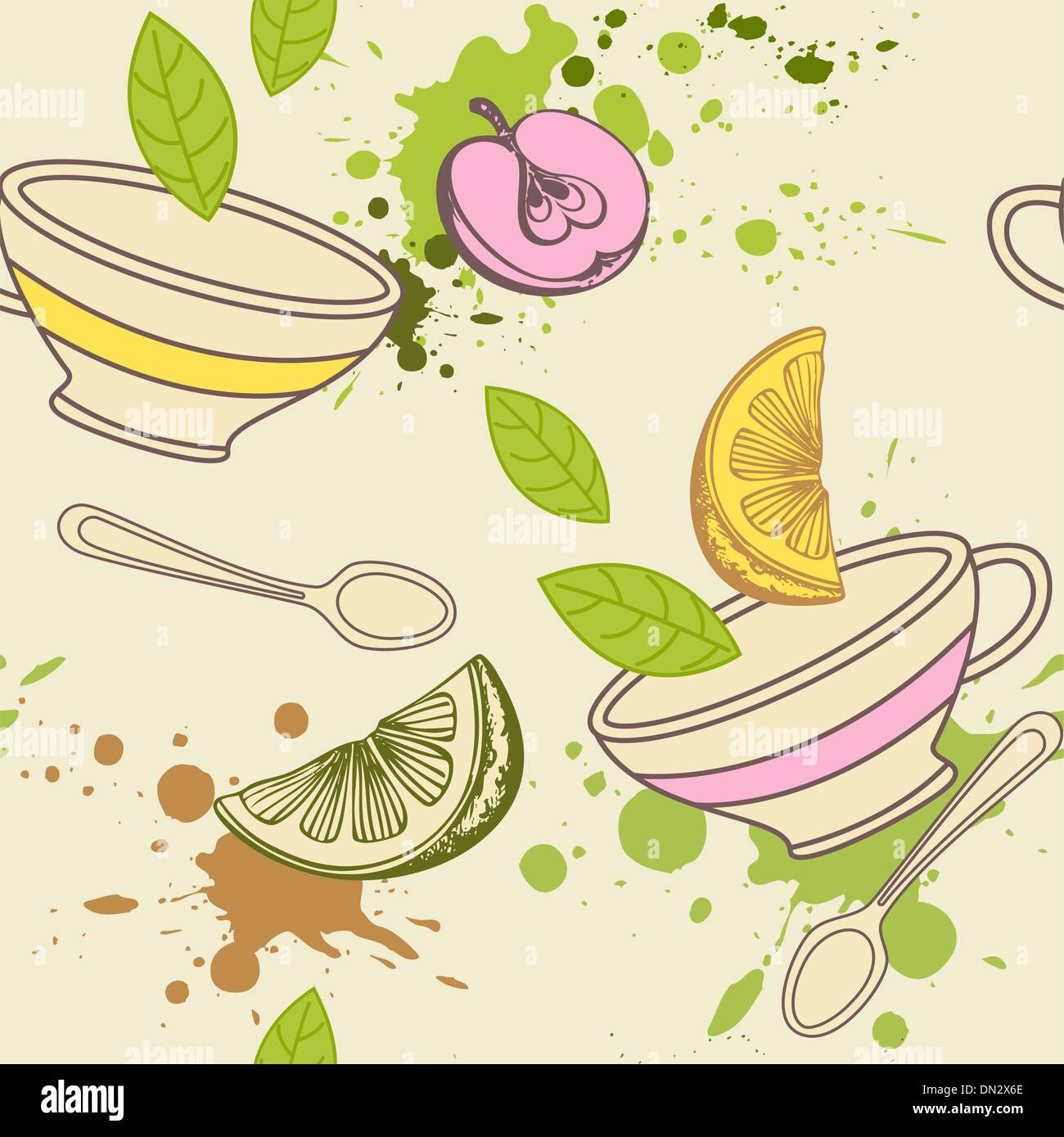 Tea leaf seamless pattern Stock Vector Images - Alamy