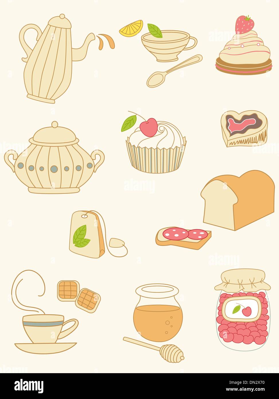 Cup coffee biscuit sugar Stock Vector Images - Alamy